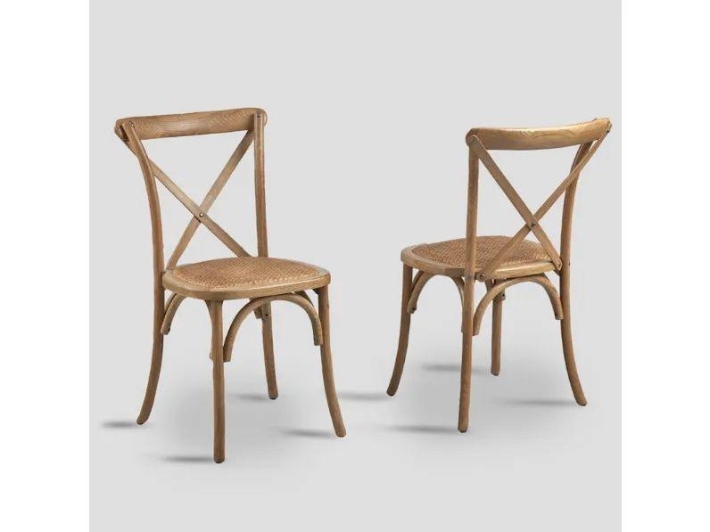 Set 2 pz. Sedia Tropea impilabile in legno naturale Dialma Brown